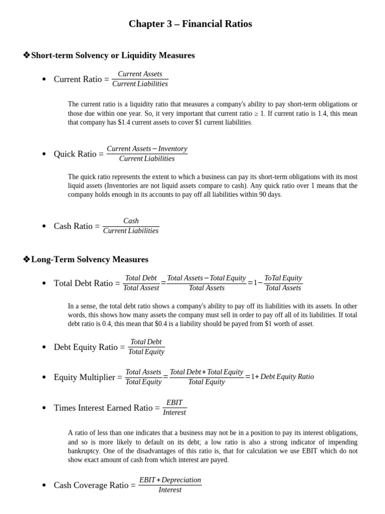 Formulas With Description | PDF | Equity (Finance) | Price–Earnings Ratio