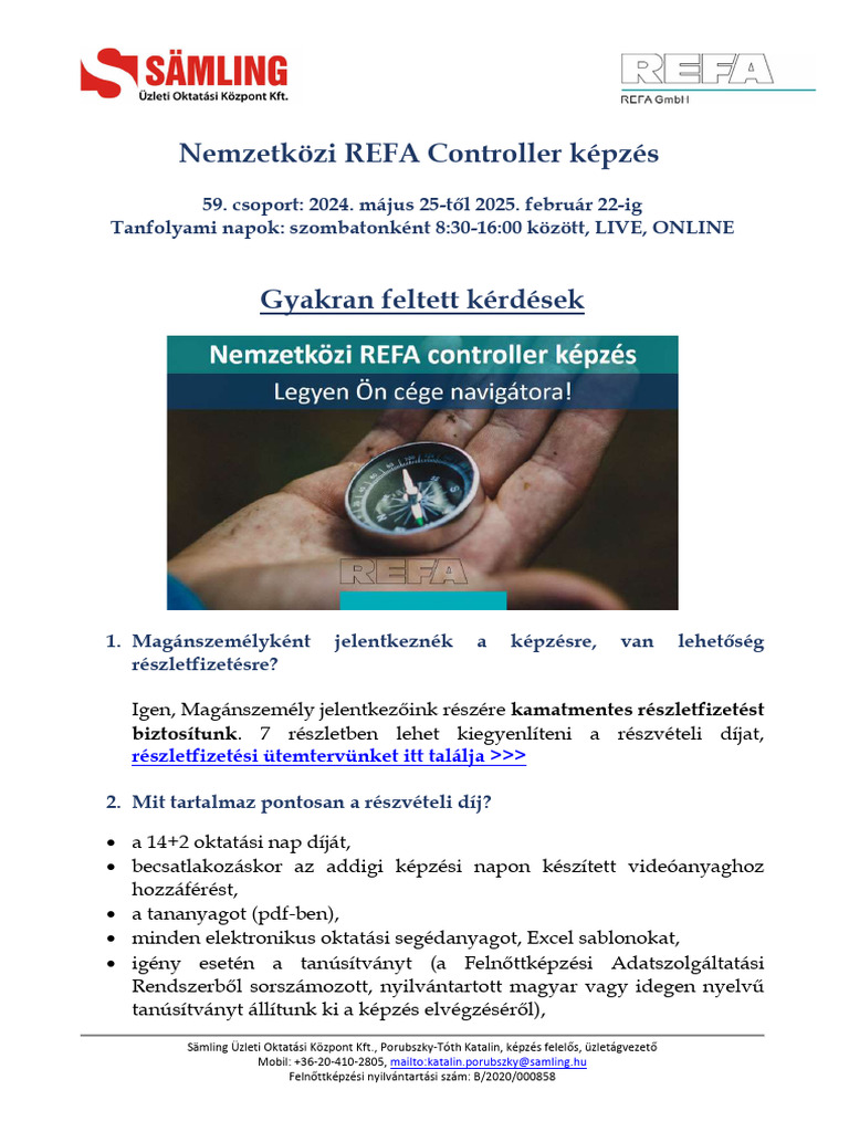 Samling Gyakran Feltett Kerdesek Nemzetkozi REFA Controller Becsatlakozassal | PDF