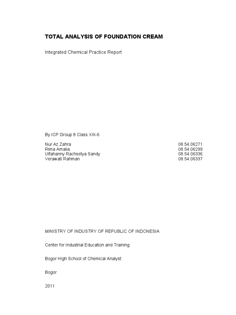 Icp 8 Report | PDF | Titanium Dioxide | Cosmetics