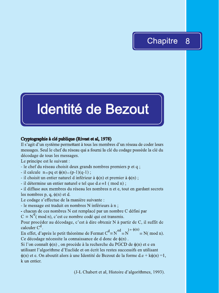 Tome 2 Chapitre 8 Identité de Bezout | PDF | Entier naturel | Théorie ...