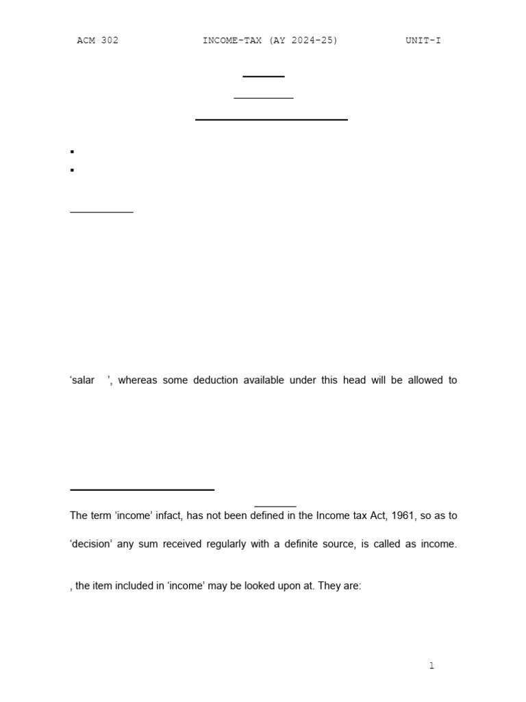 Acm 302 Unit-1 Ay 2024-25 | PDF | Income Tax | Taxes