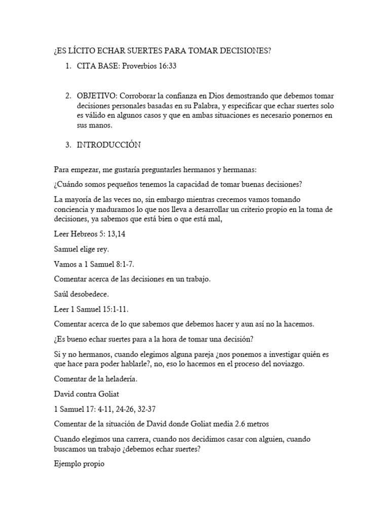 Echar Suertes en Decisiones: ¿Es Válido? | PDF