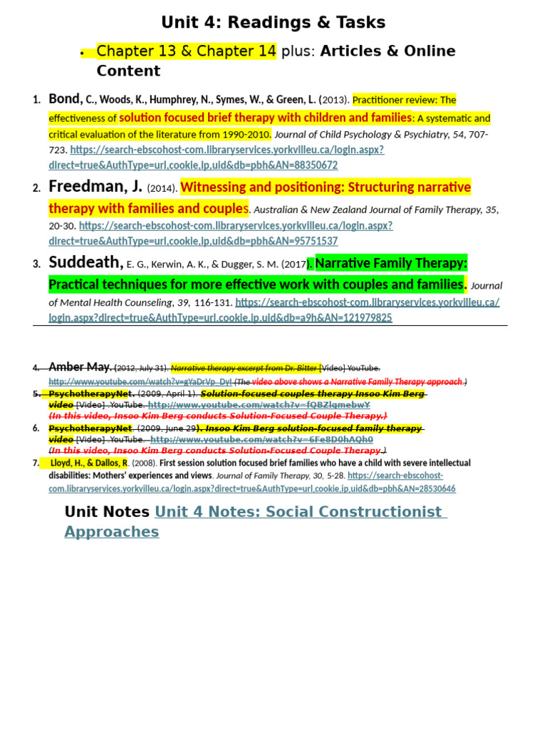 Solution-Focused Therapy Readings | PDF