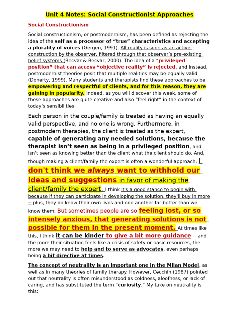 Unit 4 Notes Social Constructionist Approaches | PDF | Social ...