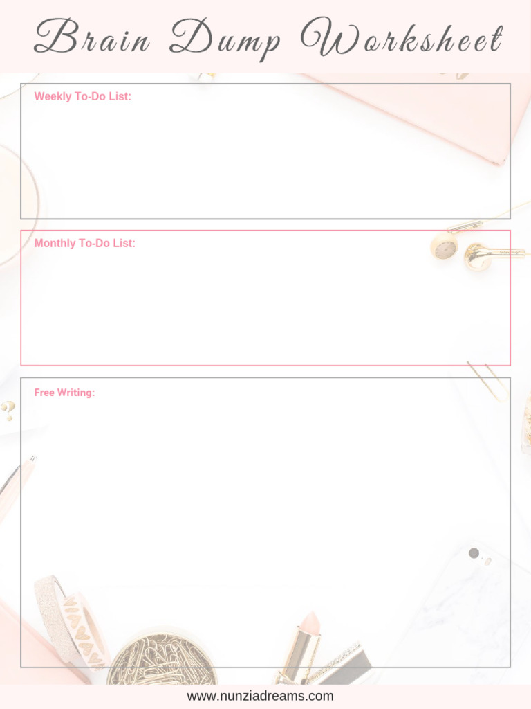 Brain Dump Worksheet | PDF