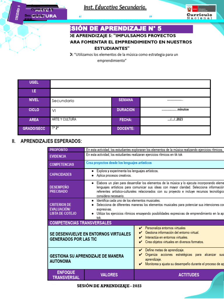 1° 2° Ses Act 05 - Ayc-U5 | PDF | Aprendizaje | Evaluación