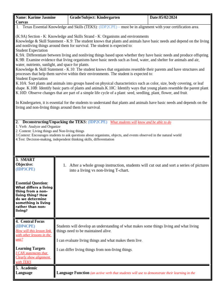 CPE Lesson Plan Guide (LPG) | PDF | Educational Assessment | Vocabulary