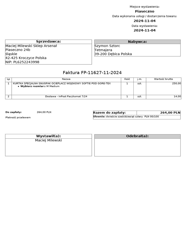 Proforma FP 11627 11 2024 | PDF