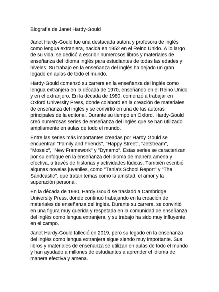 Biografía de Janet Hardy | PDF