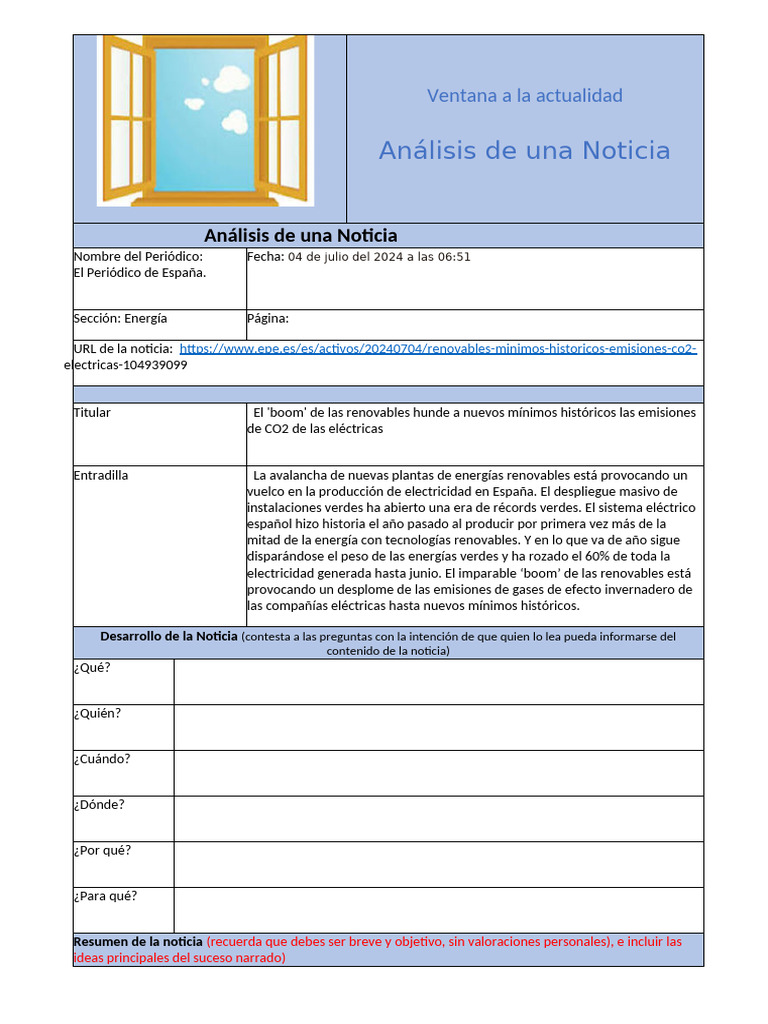 Análisis de Una Noticia de Un Problema Medioambiental | PDF | Entorno ...