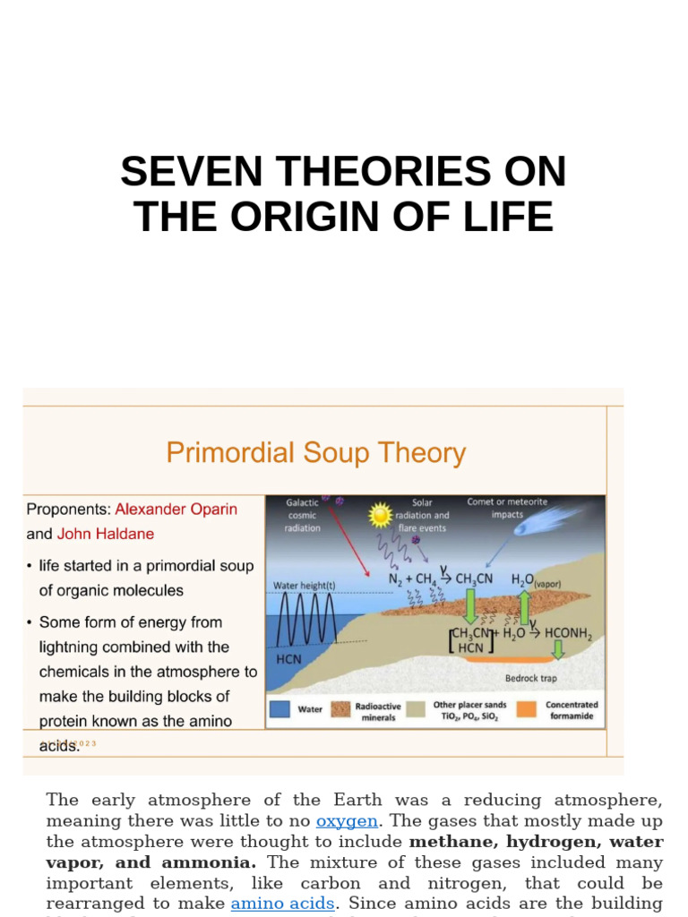 Theories On The Origin of Life | PDF | Abiogenesis | Nature