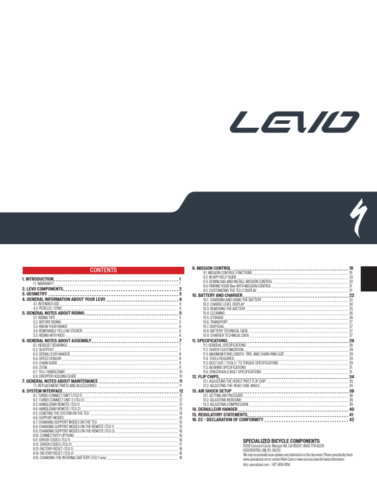 2022 Specialized Turbo Levo User Manual-English | PDF | Vehicle Technology | Vehicles