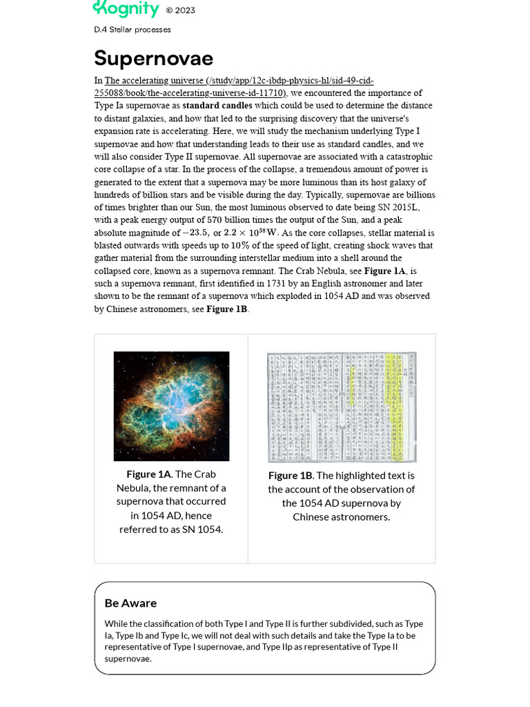 Supernovae - IBDP Physics HL FE2016 - Kognity-Part 4-4 | PDF | Supernova | Stars