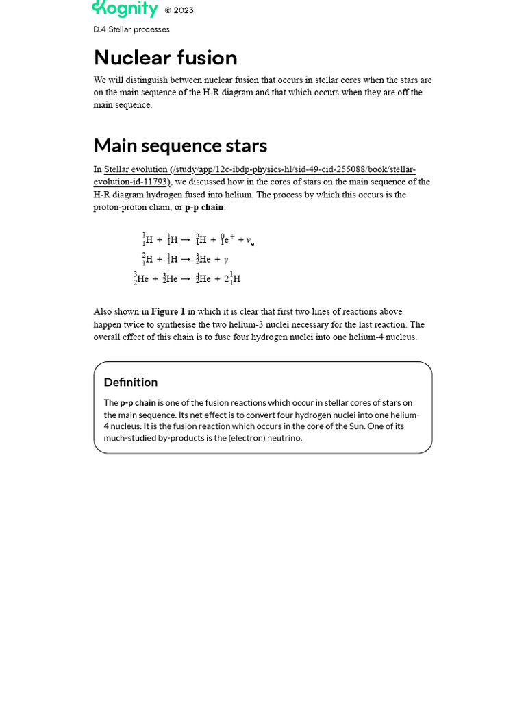 Stellar Nuclear Fusion Processes | PDF | Nuclear Fusion | Stars