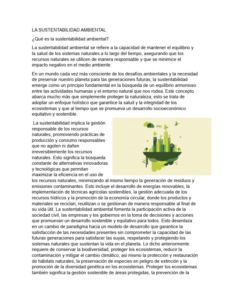 LA_SUSTENTABILIDAD_AMBIENTAL | PDF | Sustentabilidad | Desarrollo sostenible
