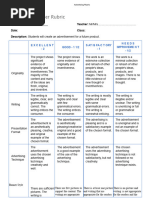 Advertisement Rubric for Students | PDF | Advertising | Communication