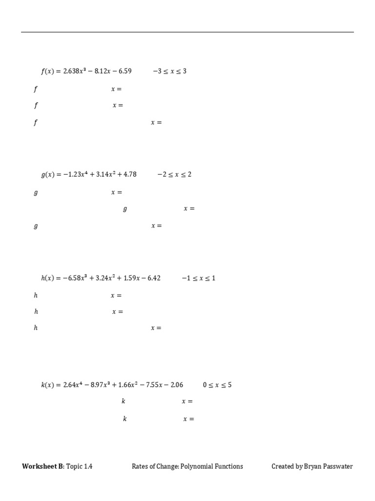Polynomial Functions: Extrema Worksheet | PDF | Teaching Methods & Materials