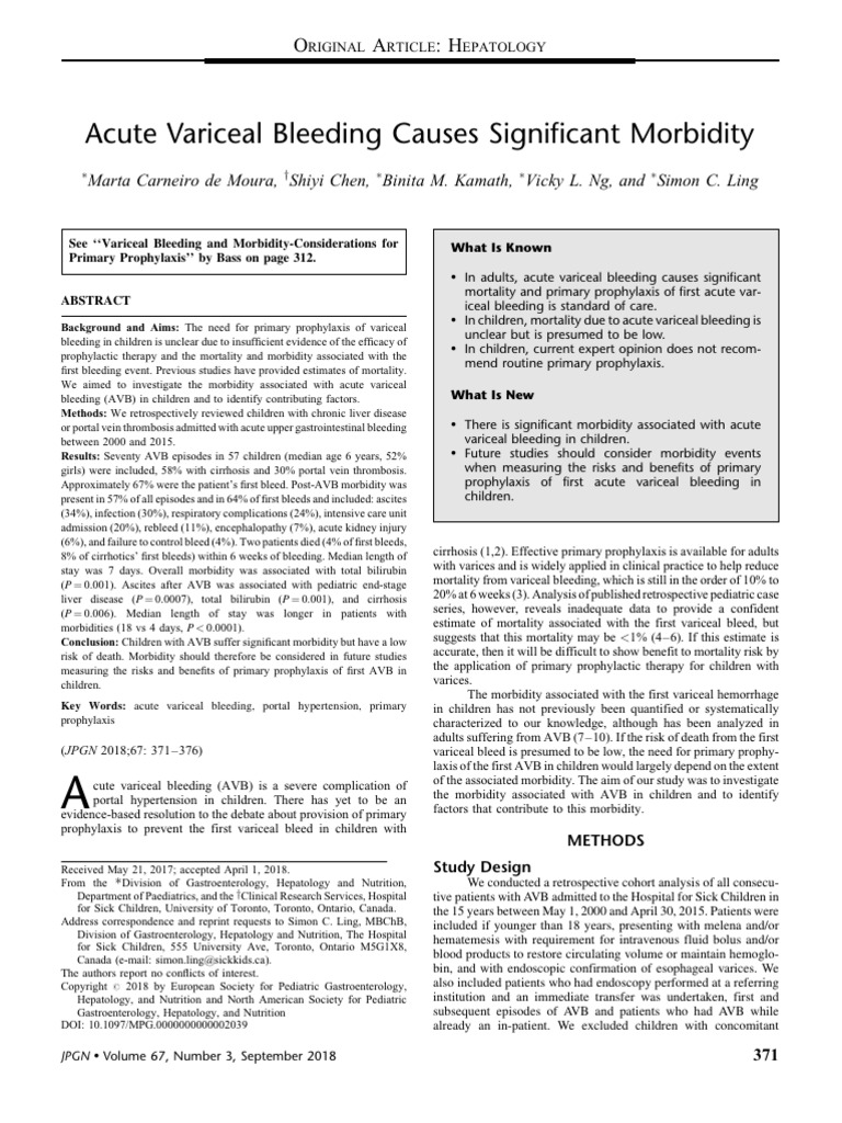 Acute Variceal Bleeding Causes Significant Morbidity | PDF | Cirrhosis ...