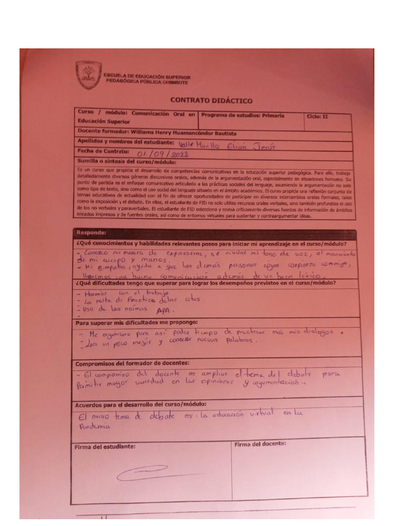 Contrato Didactico Elian Jesus Vall Murillo | PDF