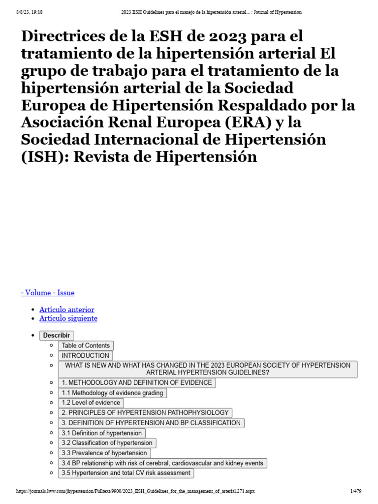 2023 ESH Guidelines para El Manejo de La Hipertensión Arterial... - Journal of Hypertension ...