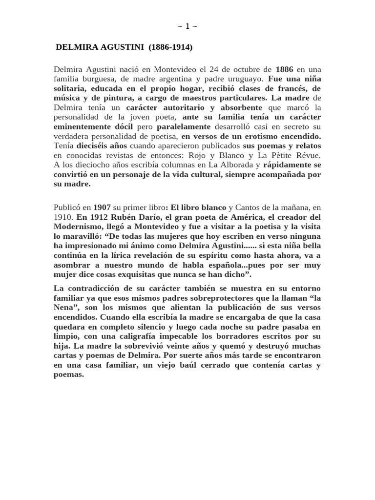 Biografía de Delmira Agustini | PDF | Arte | Clásicos