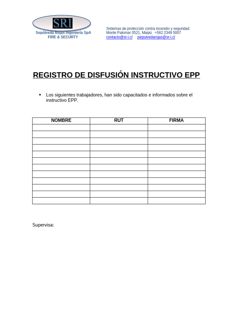 Registro de Disfusión Instructivo Epp | PDF