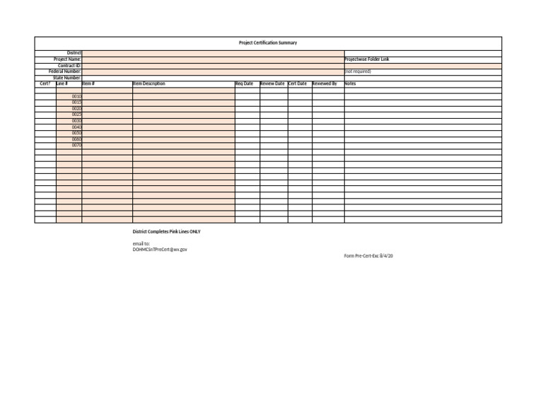 Pre-Cert Template | PDF