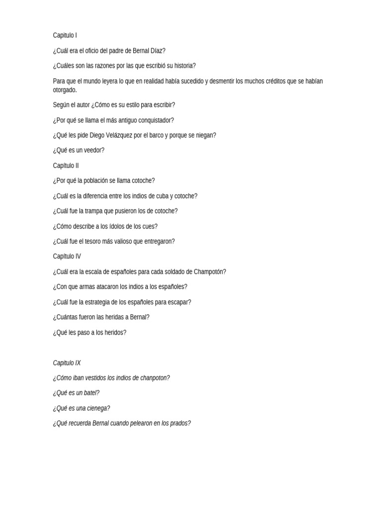 Historia de Bernal Díaz y la Conquista | PDF | Hernán Cortés ...