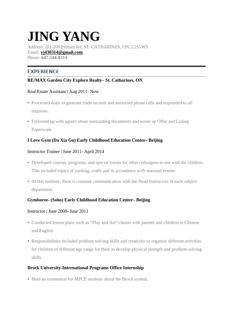 Resume (Jenny) Jing Yang | PDF