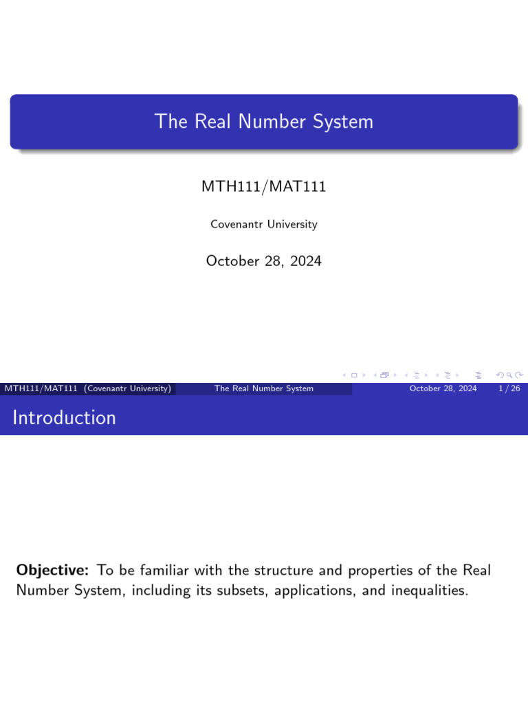 Real Number System Overview | PDF | Numbers | Real Number