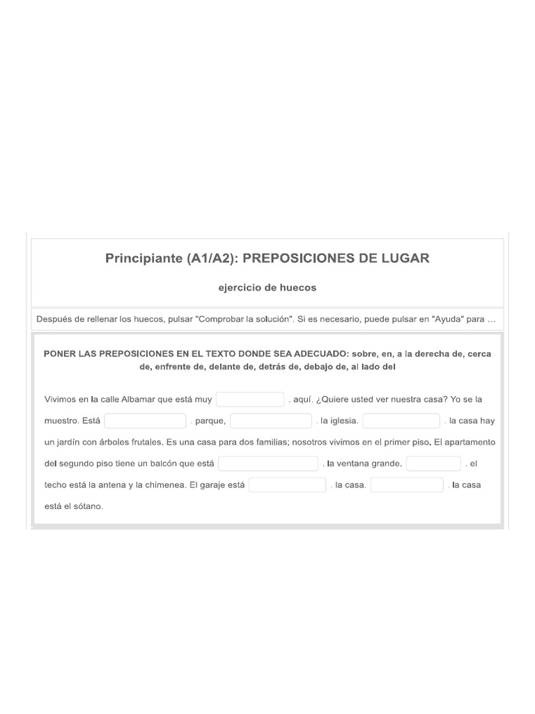 A1 Ejercicio - Preposiciones de Lugar, Página 3 | PDF