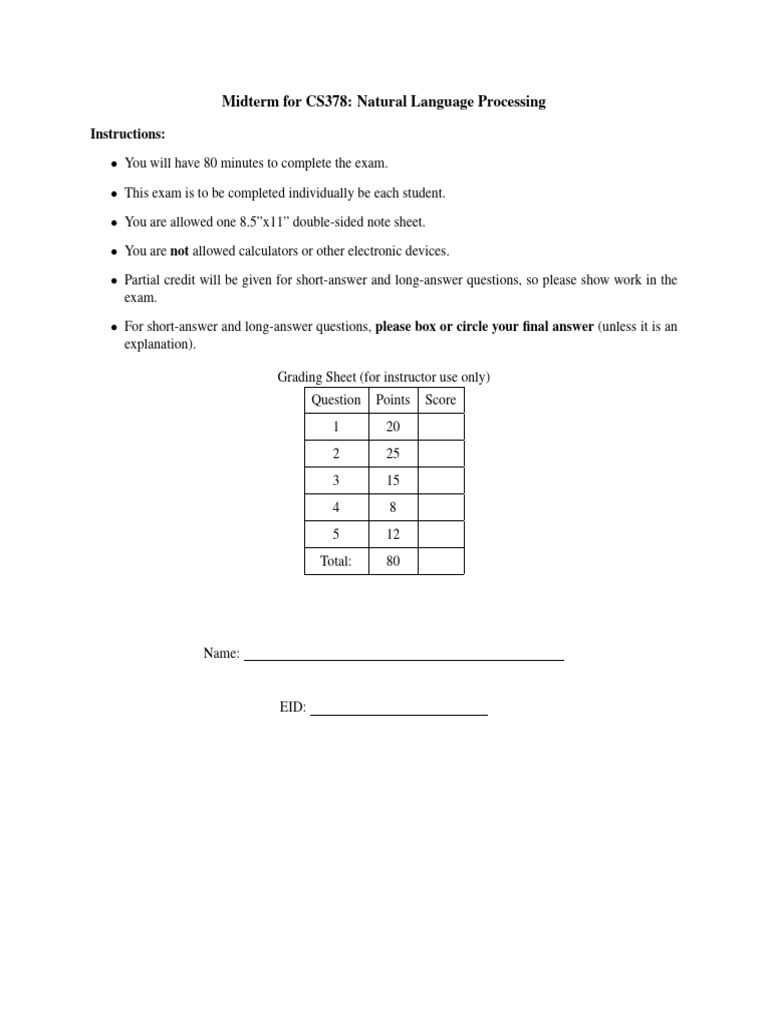 sp19 Midterm Solutions | PDF | Parsing | Artificial Neural Network