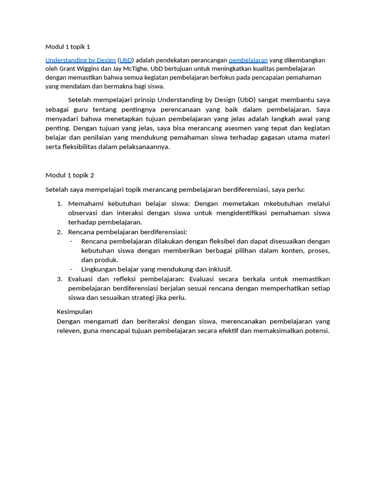 Understanding by Design Ubd Pembelajaran | PDF