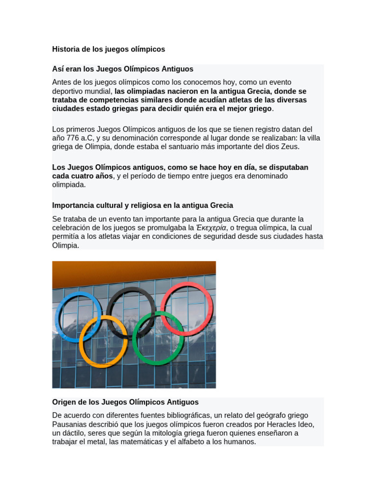 Historia de Los Juegos Olímpicos | PDF | Asociación de Futbol | Deportes