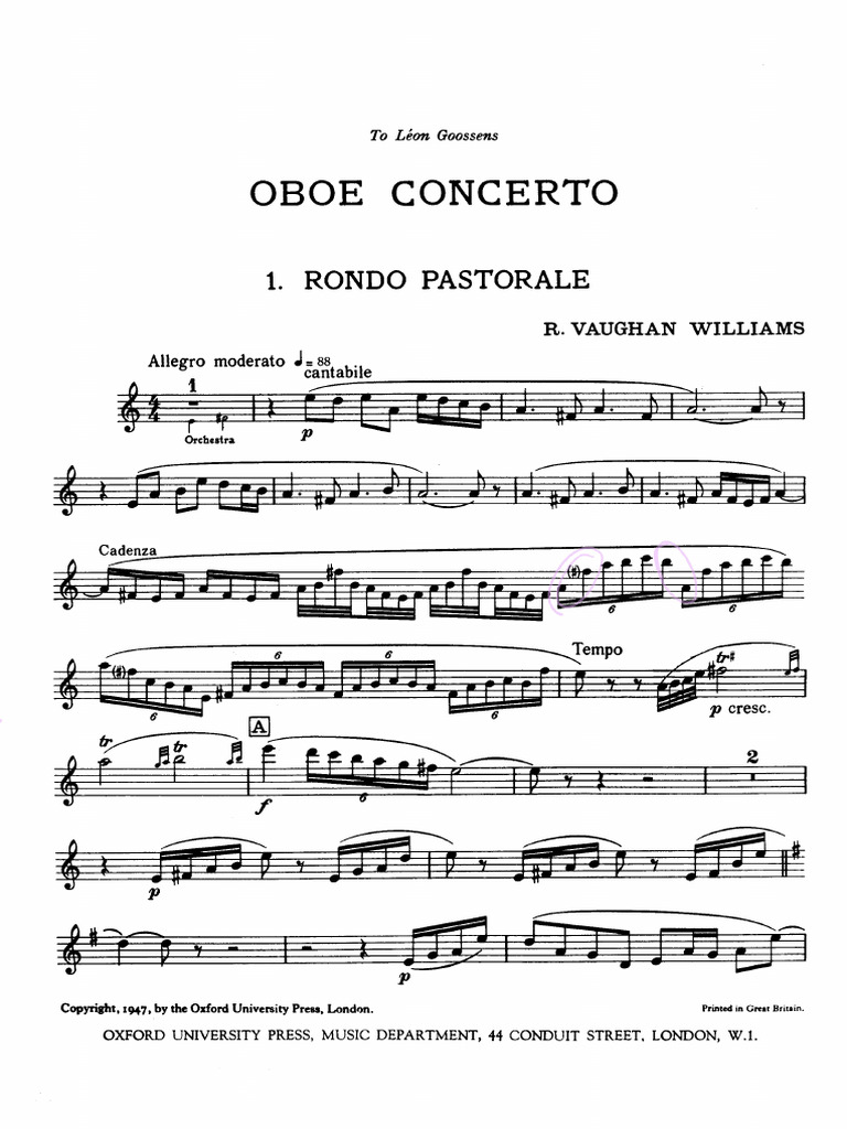 Vaughan-Williams Oboe Concerto | PDF