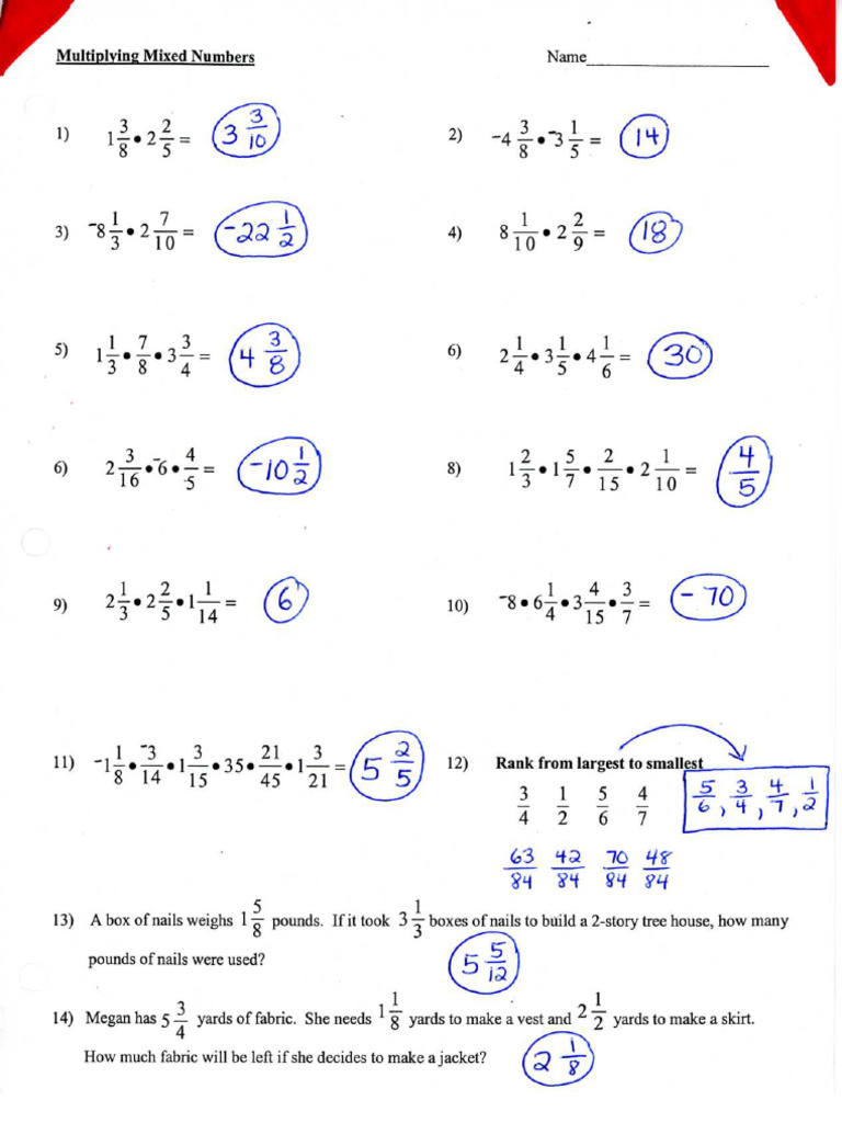 Answers+Multiplying+Mixed+Numbers | PDF