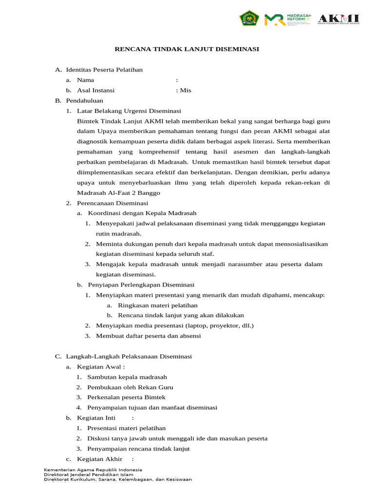 Format RTL Diseminasi | PDF