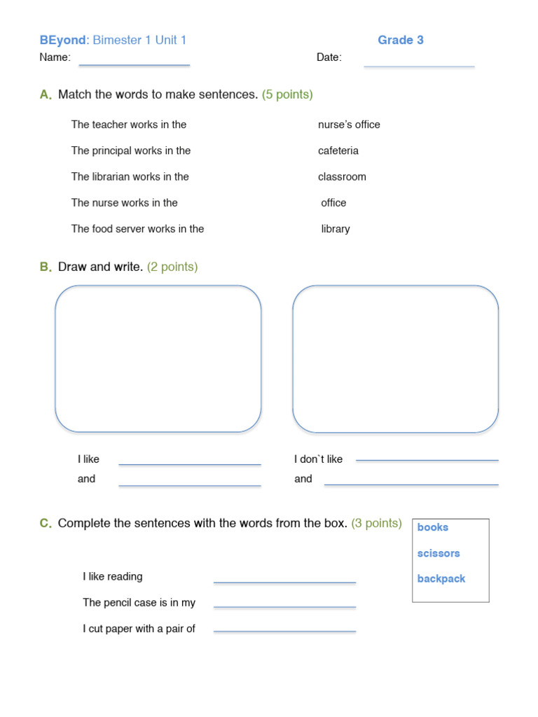 3° Grade Exam 1 Bim | PDF