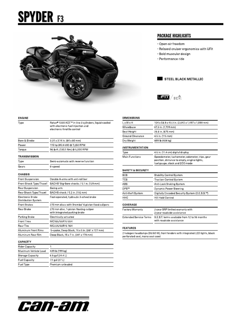 Spyder F3 Spec Sheet | PDF