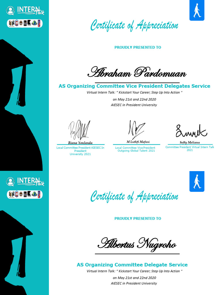 Certificate of Appreciation: Abraham Pardomuan Naiborhu | PDF | Social Movements | Child Related ...