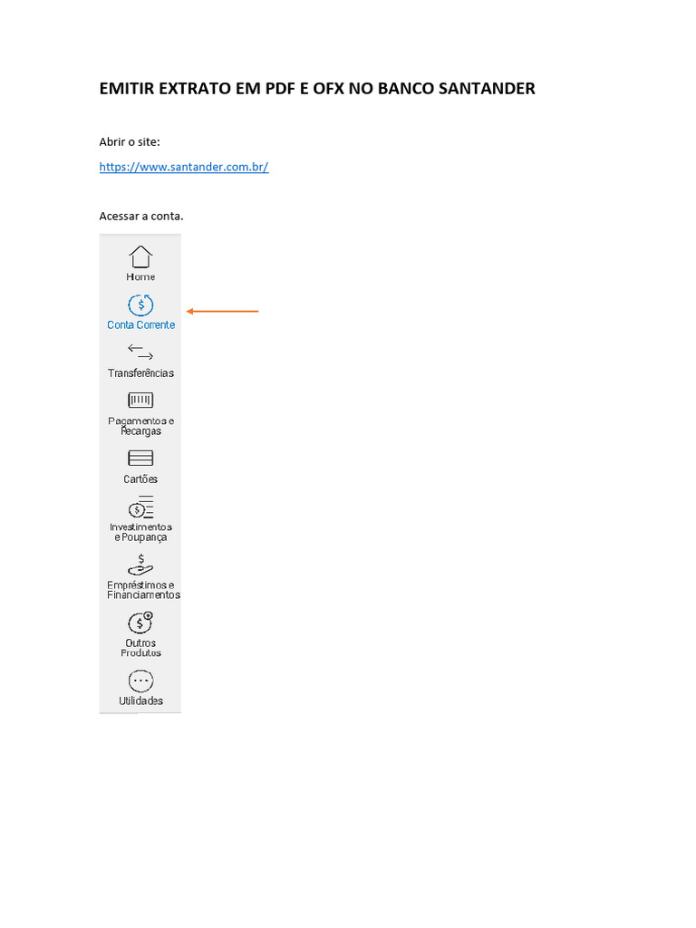 Emitir Extrato Santander em PDF e OFX | PDF | Carreira e Crescimento ...