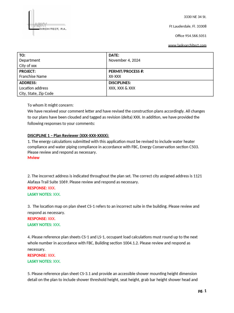 Response Letter to Plan Review Comments | PDF | Technology & Engineering