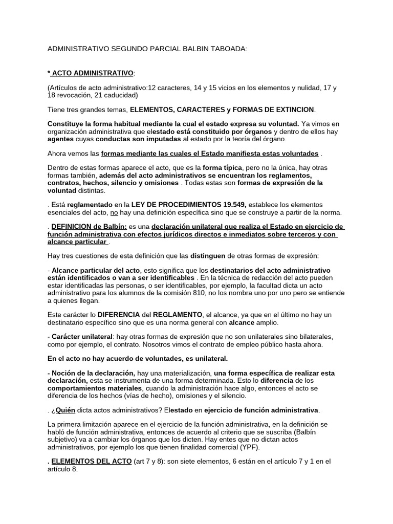 Administrativo Segundo Parcial Balbin Taboada - Altillo | PDF | Nulo ...