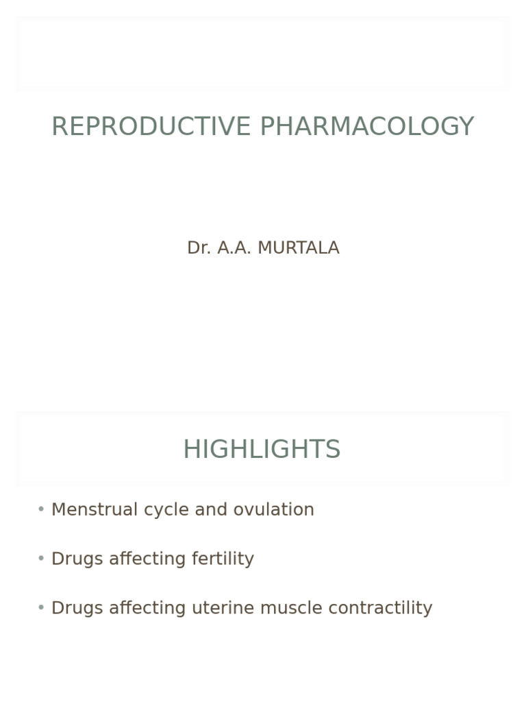 Reproductive Pharmacology Overview | PDF | Menstrual Cycle ...
