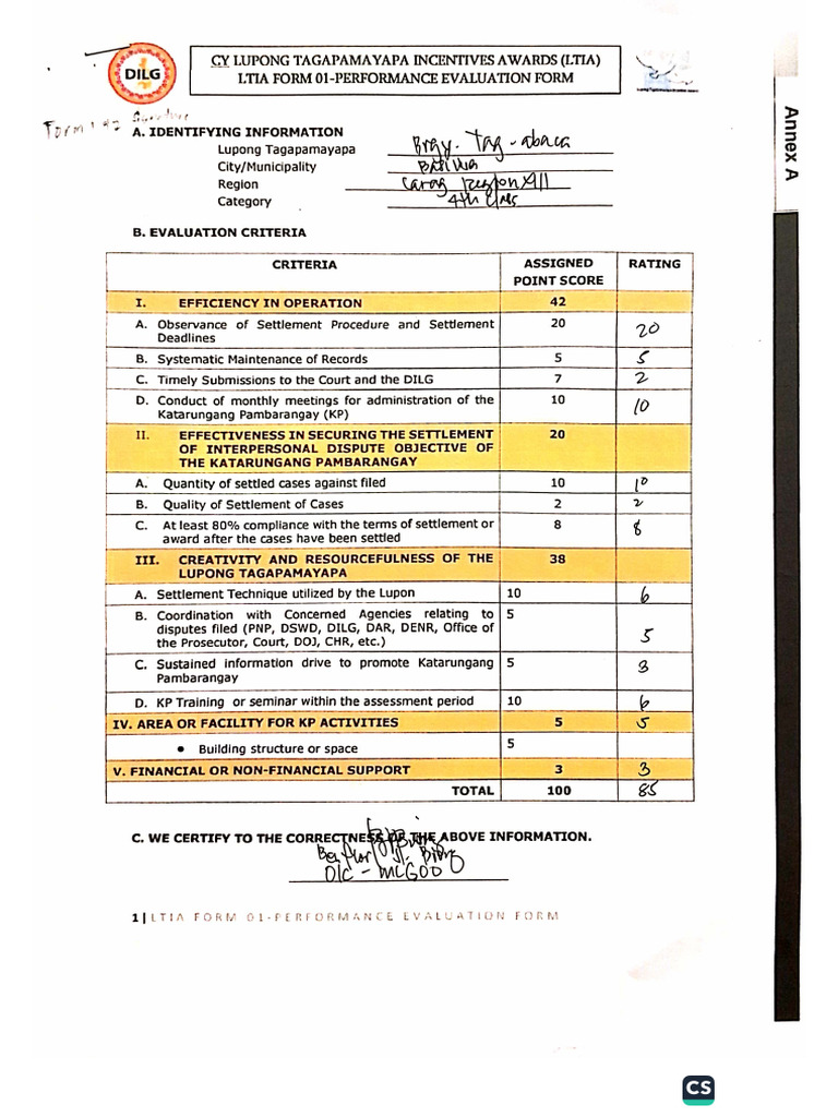 LTIA Evaluation Tag Abaca | PDF