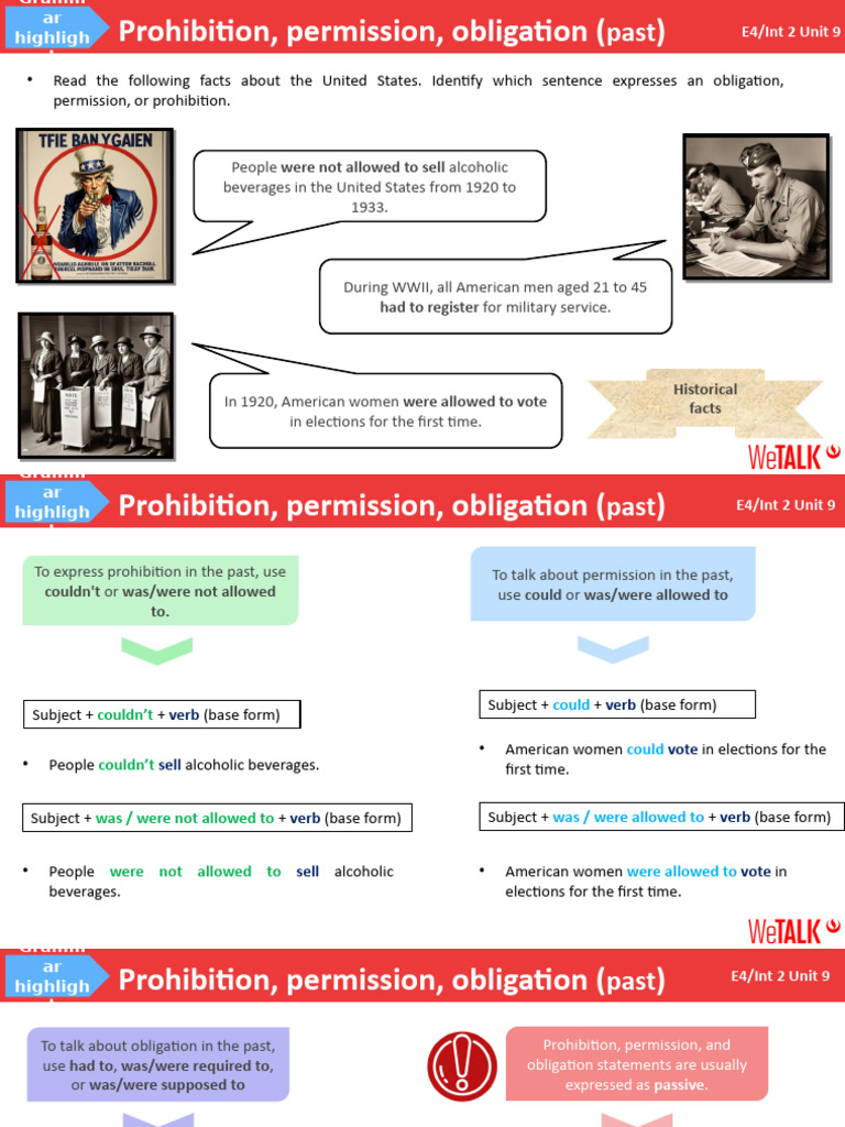 E4 - Int 2 U9 Prohibition Permission and Obligation (Past ...