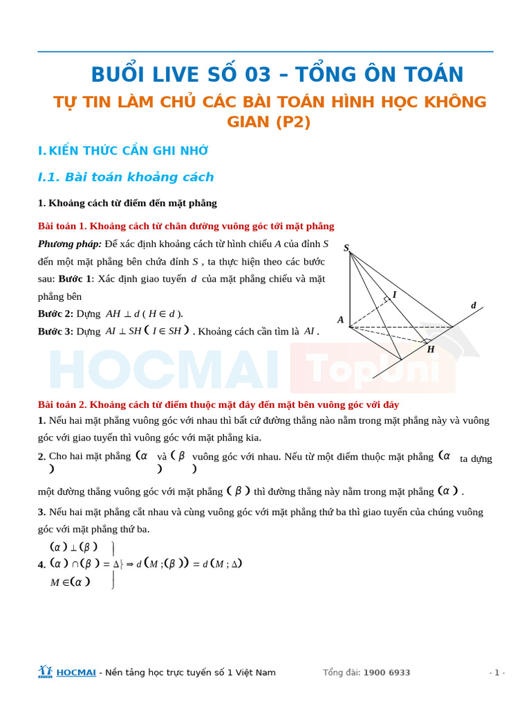TopUni Buoi 03 Tu Tin Lam Chu Cac Bai Toan HHKG P2 TLBG | PDF