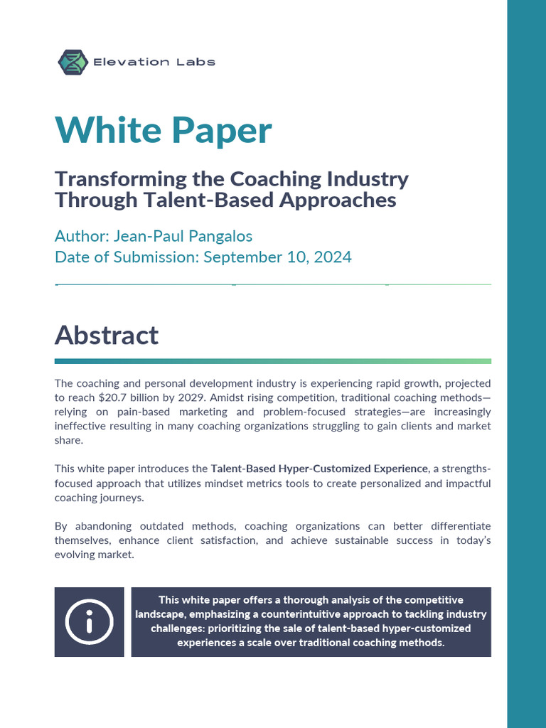 White Paper Transforming The Coaching Industry Through Talent-Based ...
