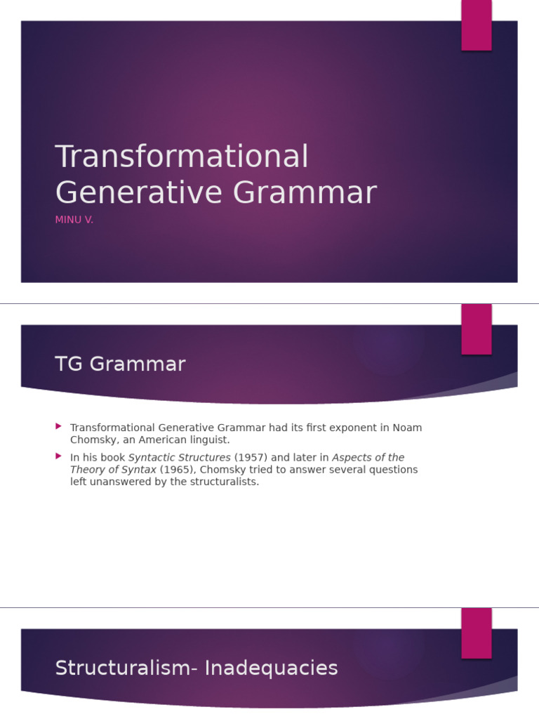 Transformational Generative Grammar (1) | PDF | Linguistics | Grammar