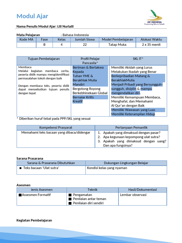 Contoh RPP 1 Jsit | PDF | Sains & Matematika